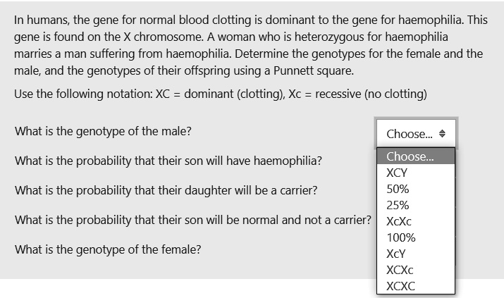 SOLVED: In humans; the gene for normal blood clotting is dominant to ...