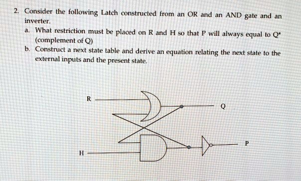 2. Consider the following Latch constructed from an OR and an AND gate and an inverter. a. What ...