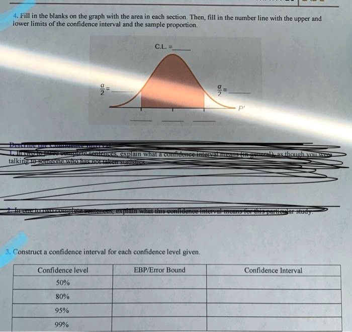 Fill in the blanks on the graph with the area in each section. Then, fill in the number line ...
