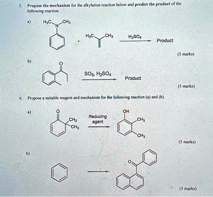 5 propose the mechanism for the alkylation reaction below and predict the product of the ...