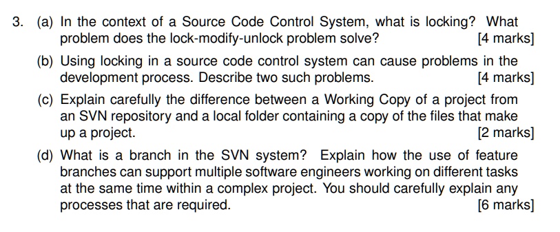 SOLVED: (a) In the context of a Source Code Control System, what is ...