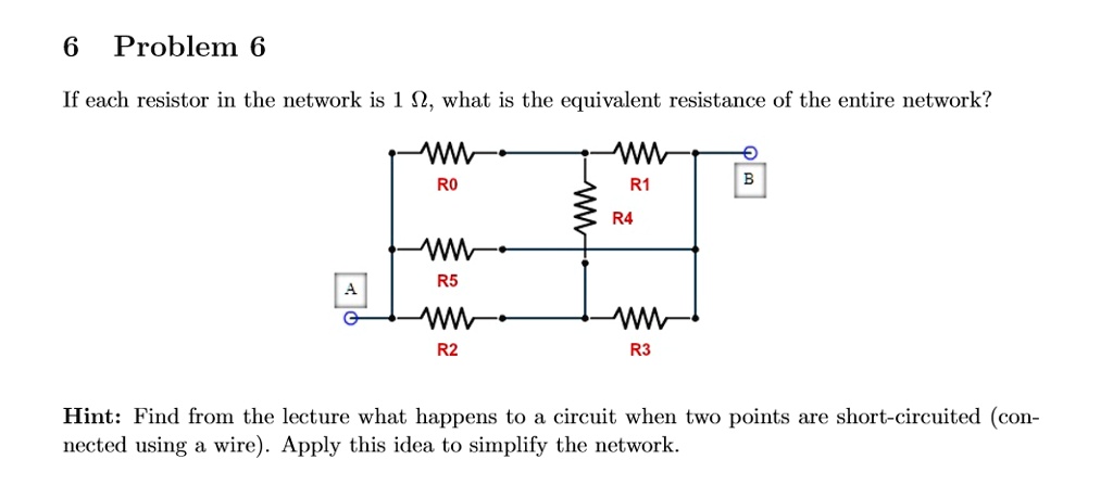 SOLVED: If each resistor in the network is 1 Ω, what is the equivalent ...