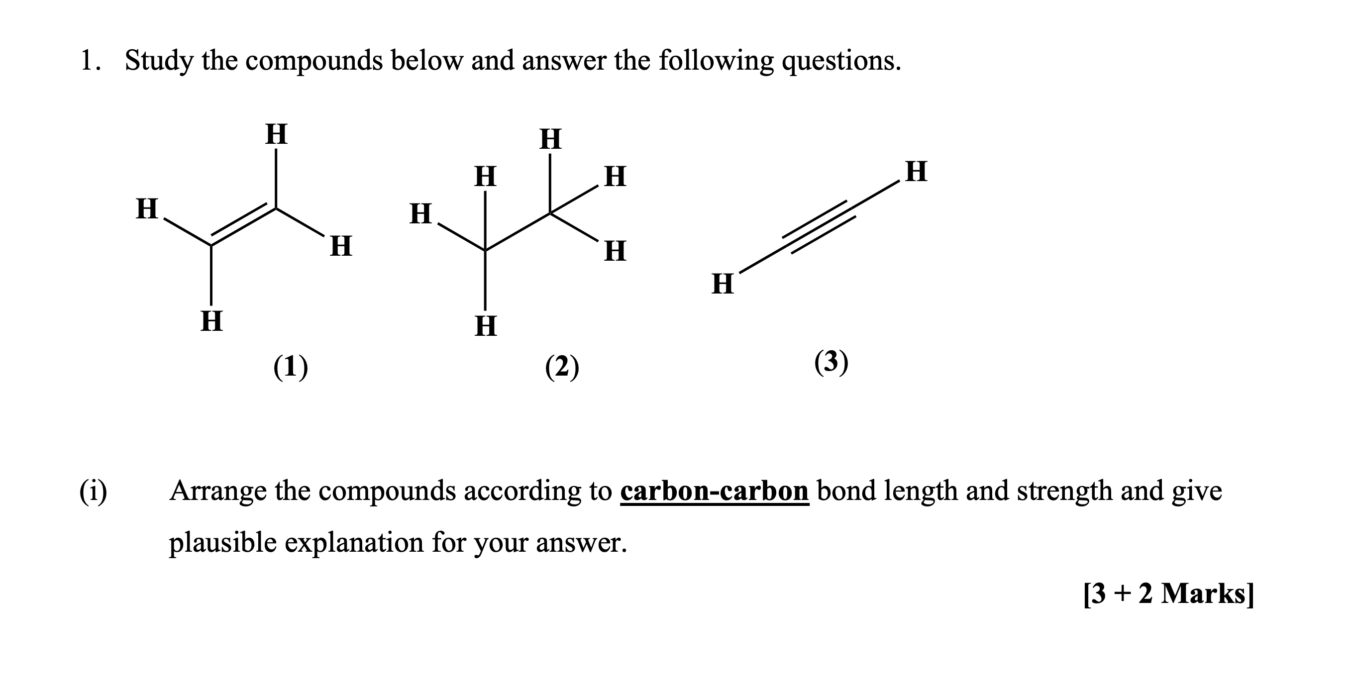 1. Study the compounds below and answer the following questions. (i ...