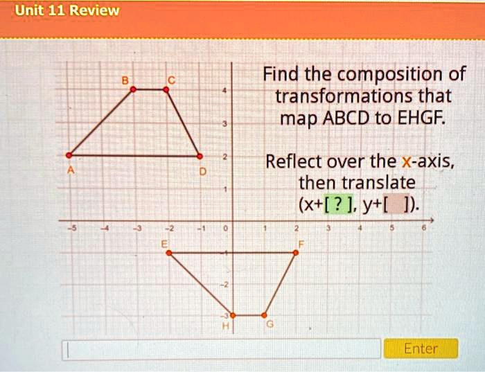 unit 11 review find the composition of transformations that map abcd to ehgf reflect over the x ...