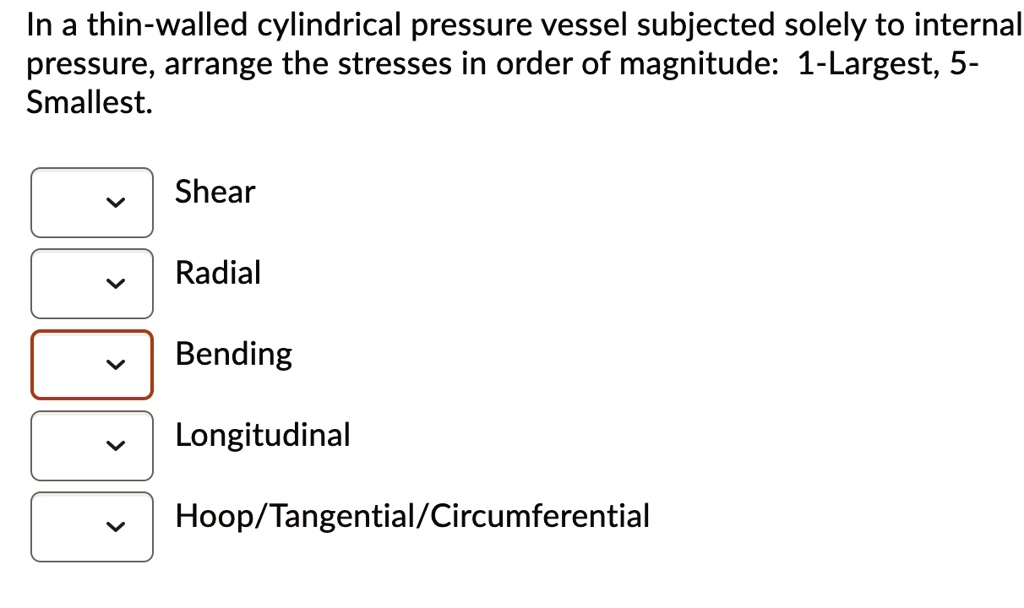 In a thin-walled cylindrical pressure vessel subjected solely to ...
