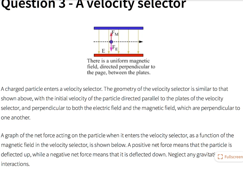 SOLVED: Text: Question 3 - A velocity selector There is a uniform ...