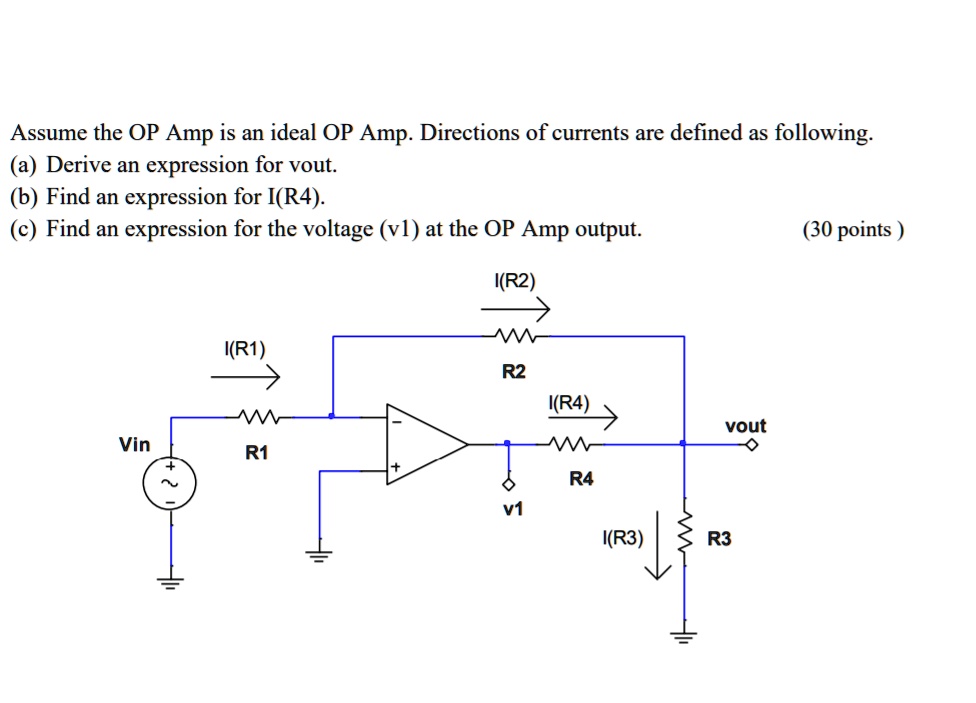 SOLVED: Assume the OP Amp is an ideal OP Amp. Directions of currents are defined as following (a ...