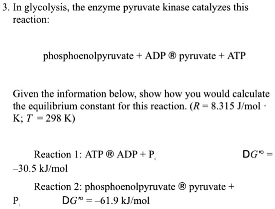 Solved In Glycolysis The Enzyme Pyruvate Kinase Catalyzes This
