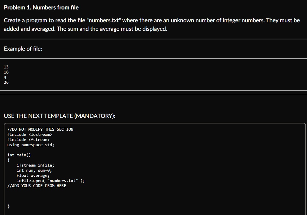 Solved Texts Coding In C Problem 1 Numbers From File Create A Program To Read The File