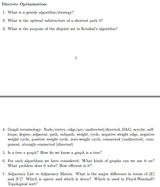 Solved Discrete Optimization 1 What Is A Greedy Algorithmstrategy 2 What Is The Optimal 4249