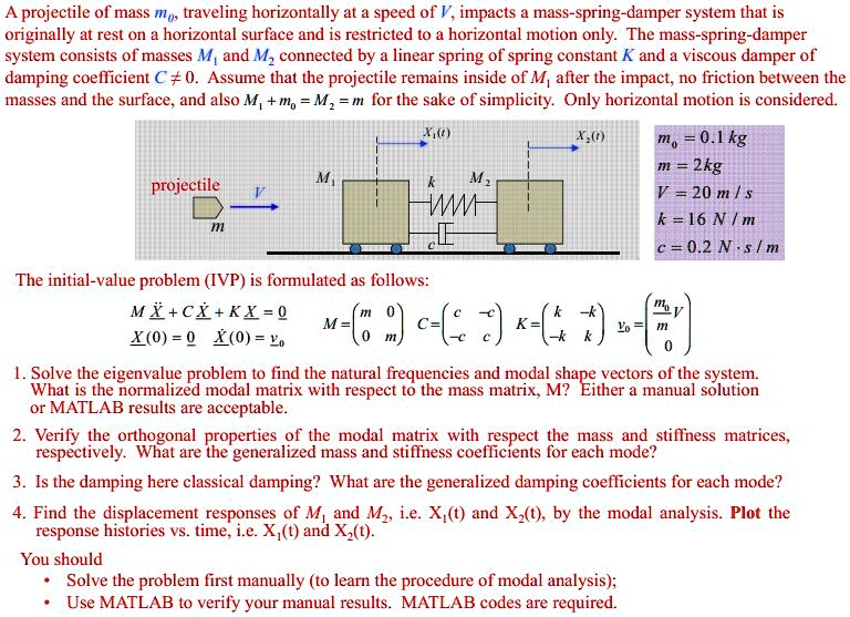 a projectile of mass motraveling horizontally at a speed of vimpacts a ...