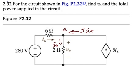 2.32 For the circuit shown in Fig. P2.32, find vo and the total power supplied in the circuit ...