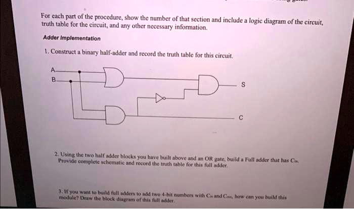SOLVED: For each part of the procedure, show the number of that section and include a logic ...