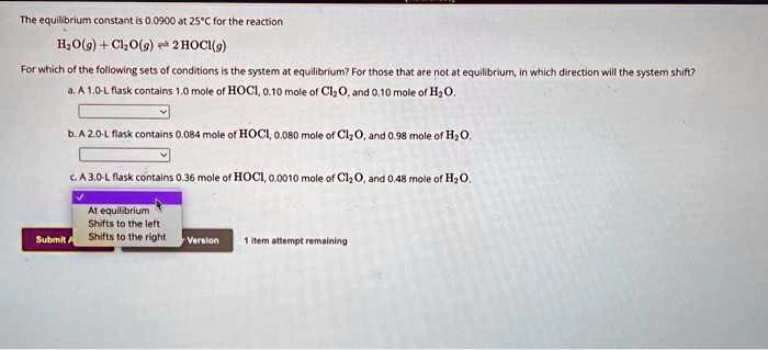 SOLVED: The equilibrium constant is 0.0900 at 25°C for the reaction ...