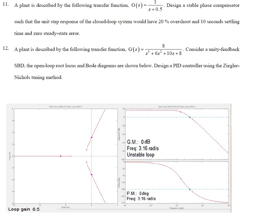 11 a plant is described by the following transfer function gs design a stable phase compensator ...