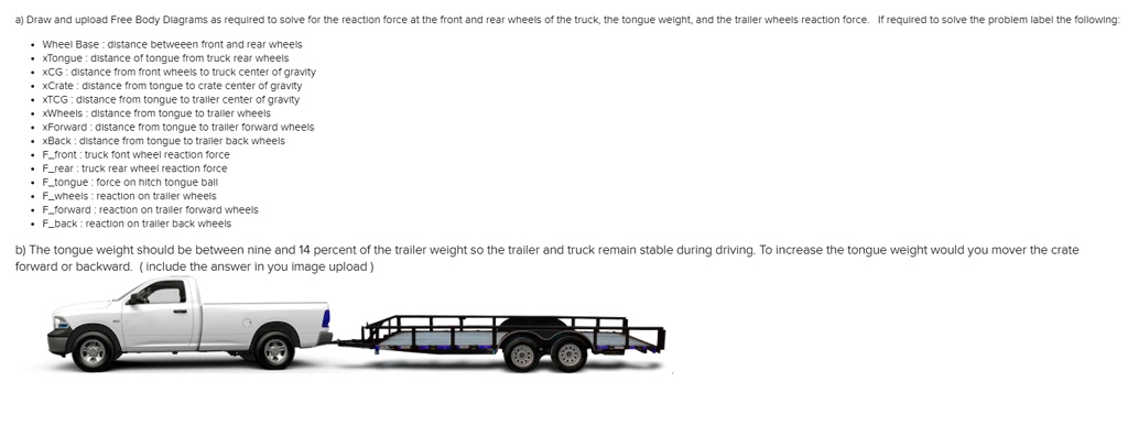 a) Draw and upload Free Body Diagrams as required to solve for the ...