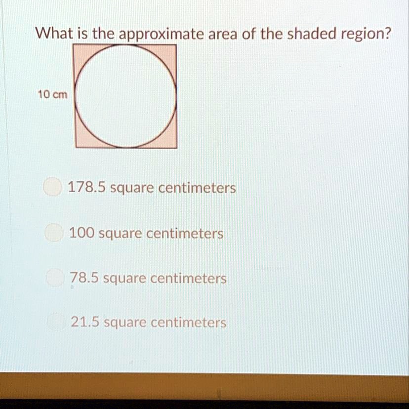 SOLVED: 'What is the approximate area of the shaded region? What is the ...