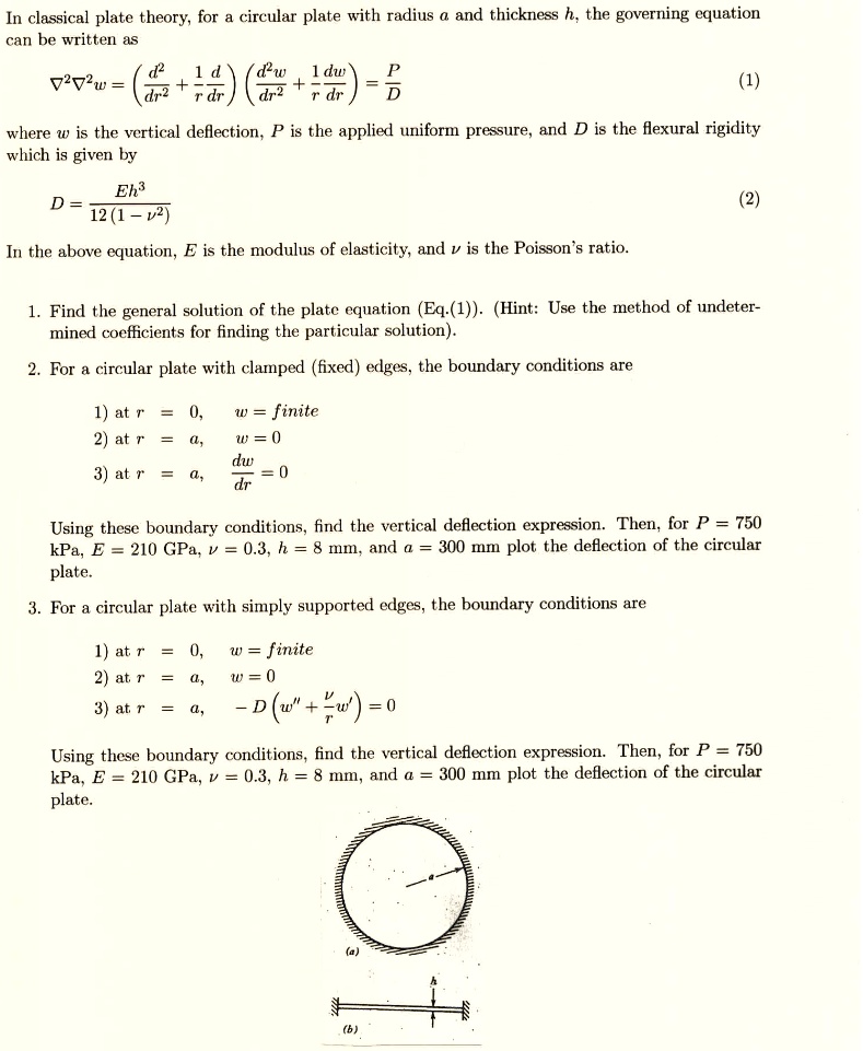 in classical plate theory for circular plate with radius and thickness ...