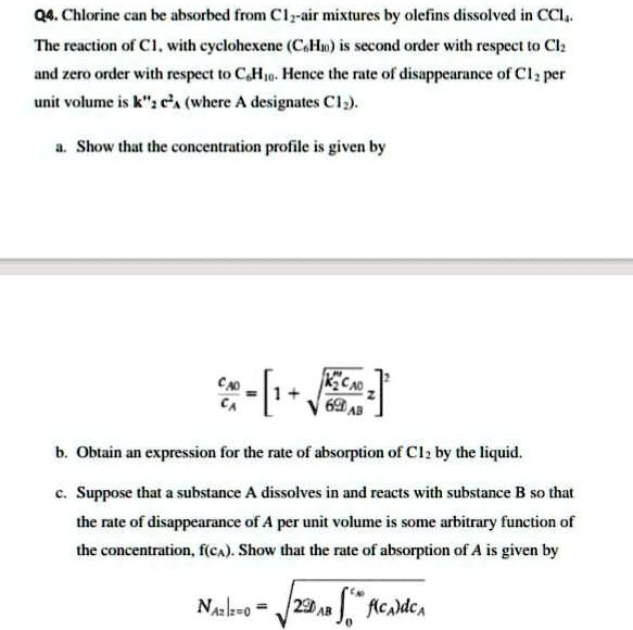SOLVED: Chlorine can be absorbed from Cl-air mixtures by olefins ...