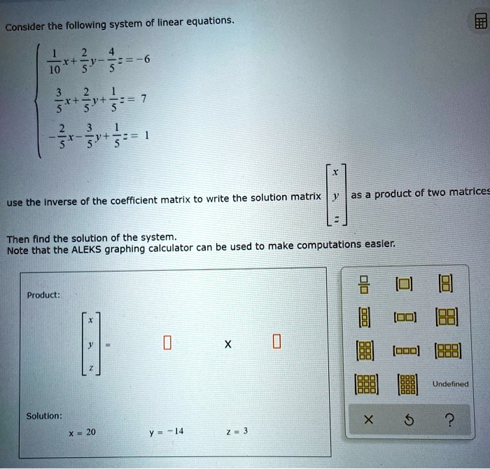 SOLVED: Consider the following system of linear equations 10 5 5 3 2 ...