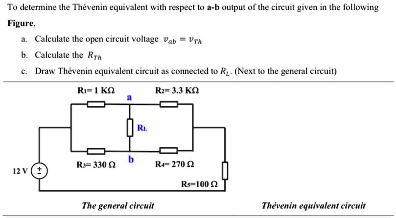 SOLVED: To determine the Thévenin equivalent with respect to a-b output of the circuit given in ...