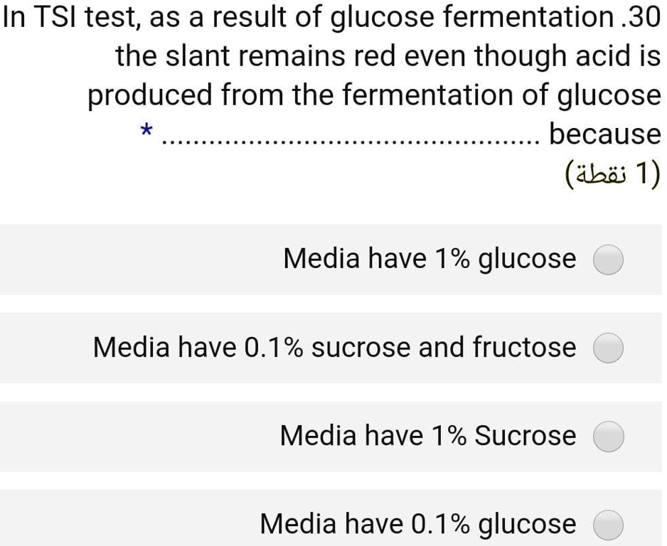 SOLVED: In TSI test; as a result of glucose fermentation .30 the slant ...