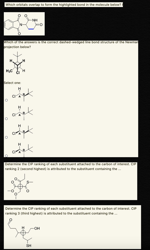 SOLVED: Which orbitals overlap to form the highlighted bond in the ...
