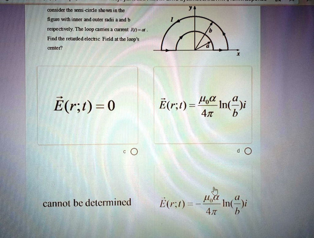 SOLVED: consider the semi-circle sho wn in the figure with inner and ...