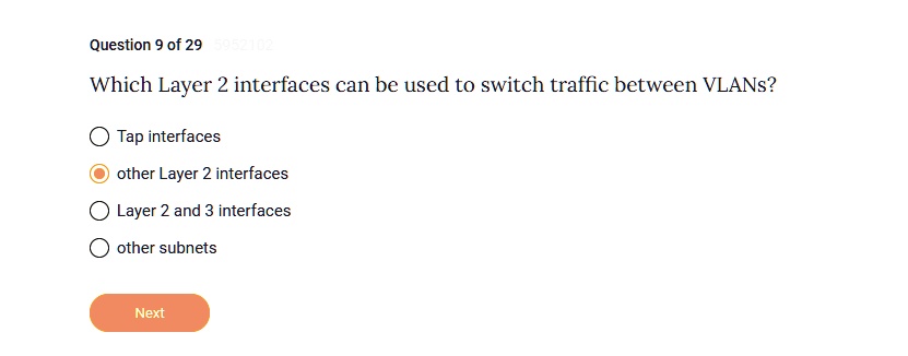 Solved Question 29 Which Layer 2 Interfaces Can Be Used To Switch Traffic Between Vlans Tap