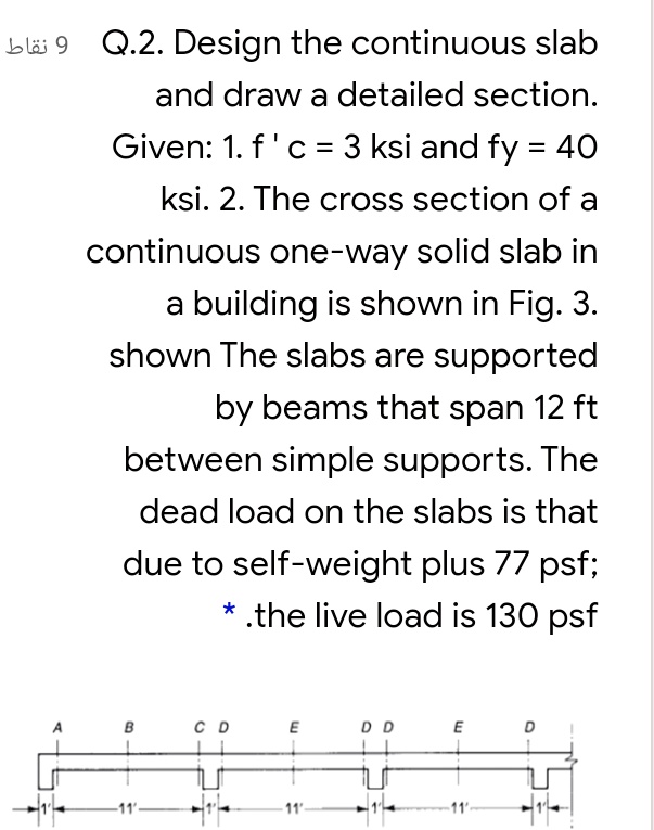 9.2 ????. Design the continuous slab and draw a detailed section. Given ...