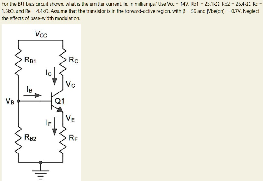 SOLVED: Texts: For the BJT bias circuit shown, what is the emitter ...