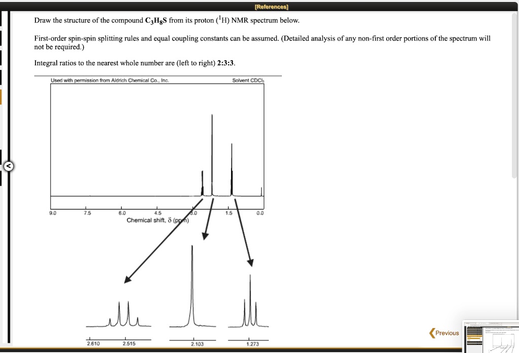 Draw the structure of the compound C3H8S from its proton (^1H) NMR ...