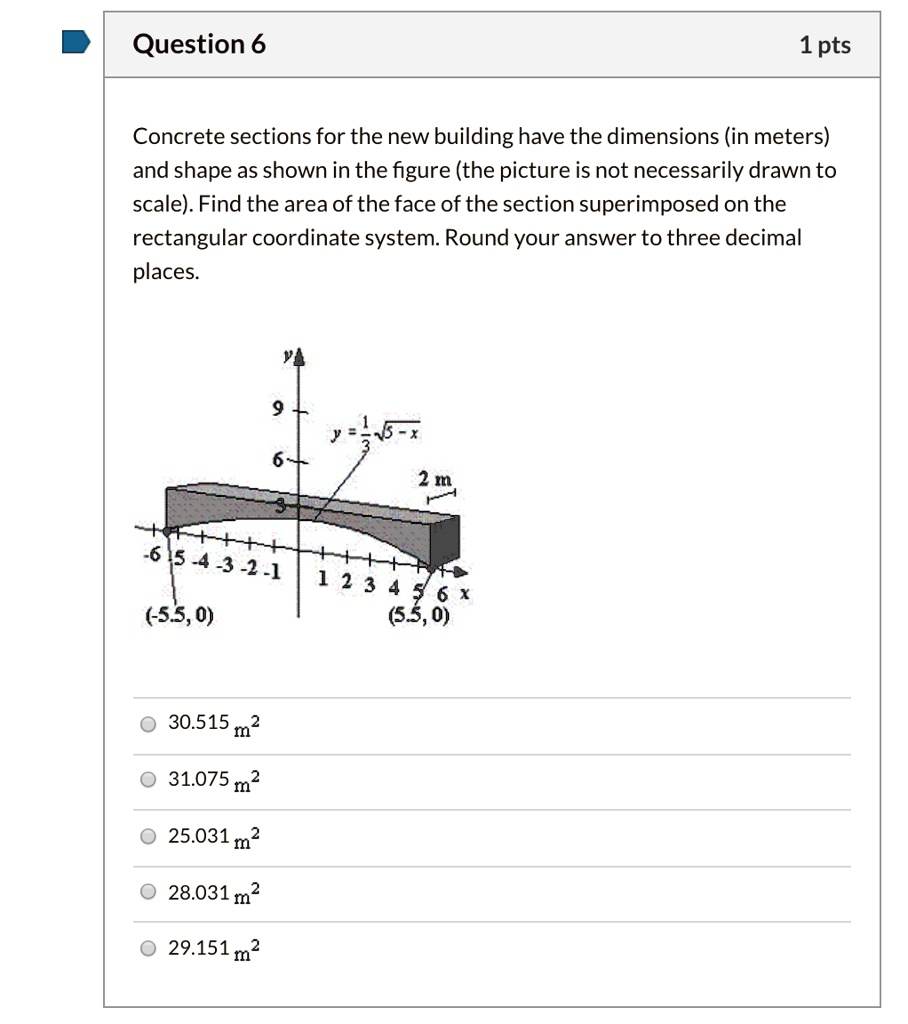 question 6 1pts concrete sections for the new building have the ...