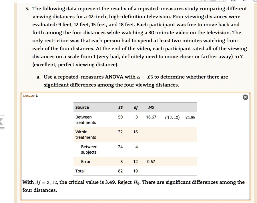 [GET ANSWER] the following data represent the results ofa repeated measures study comparing ...
