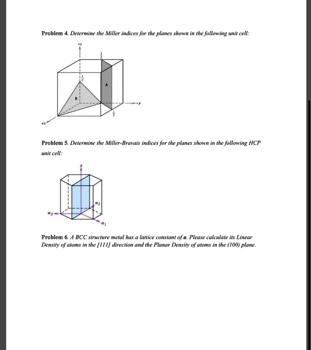 Solved Problem 4 Determine The Miller Indices For The Planes Shown In