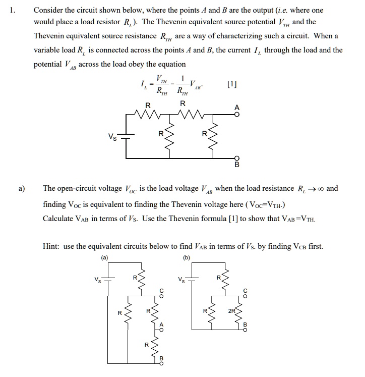 SOLVED: Consider the circuit shown below, where the points A and B are the output (i.e. where ...