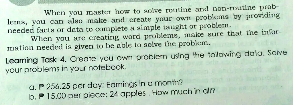 SOLVED: solve routine and non-routine prob- When you master how to make and create your own ...