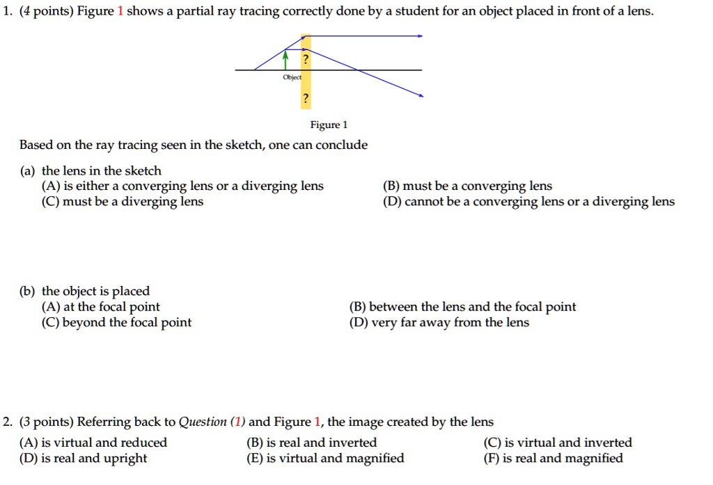 1 4 points figure shows a partial ray tracing correctly done by a ...