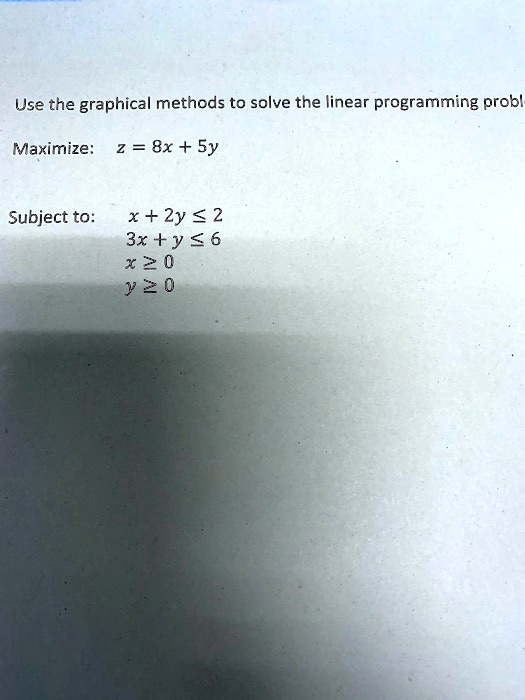 Solved Use The Graphical Methods To Solve The Linear Programming Probl Maximize 2 8x Sy