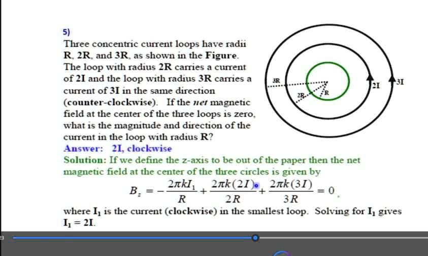 SOLVED: Texts: 5) Three concentric current loops have radii R, 2R, and 3R as shown in the Figure ...