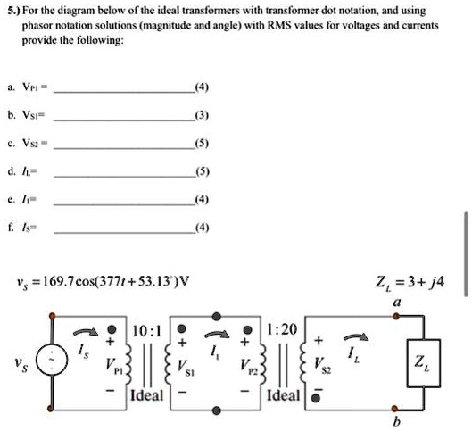 SOLVED: For the diagram below of the ideal transformers with transformer dot notation; and using ...