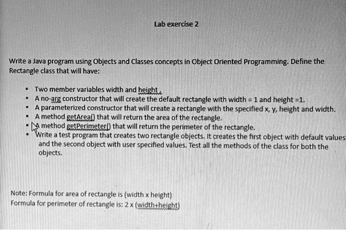 Solved Lab Exercise 2 Write A Java Program Using Objects And Classes Concepts In Object