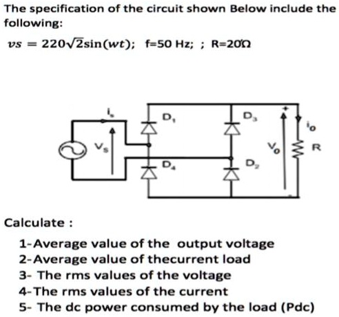 SOLVED: The specification of the circuit shown below includes the ...