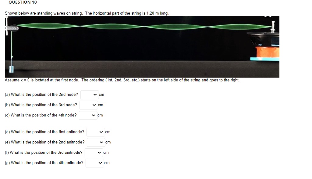 QUESTION 10 Shown below are standing waves on string. The horizontal ...