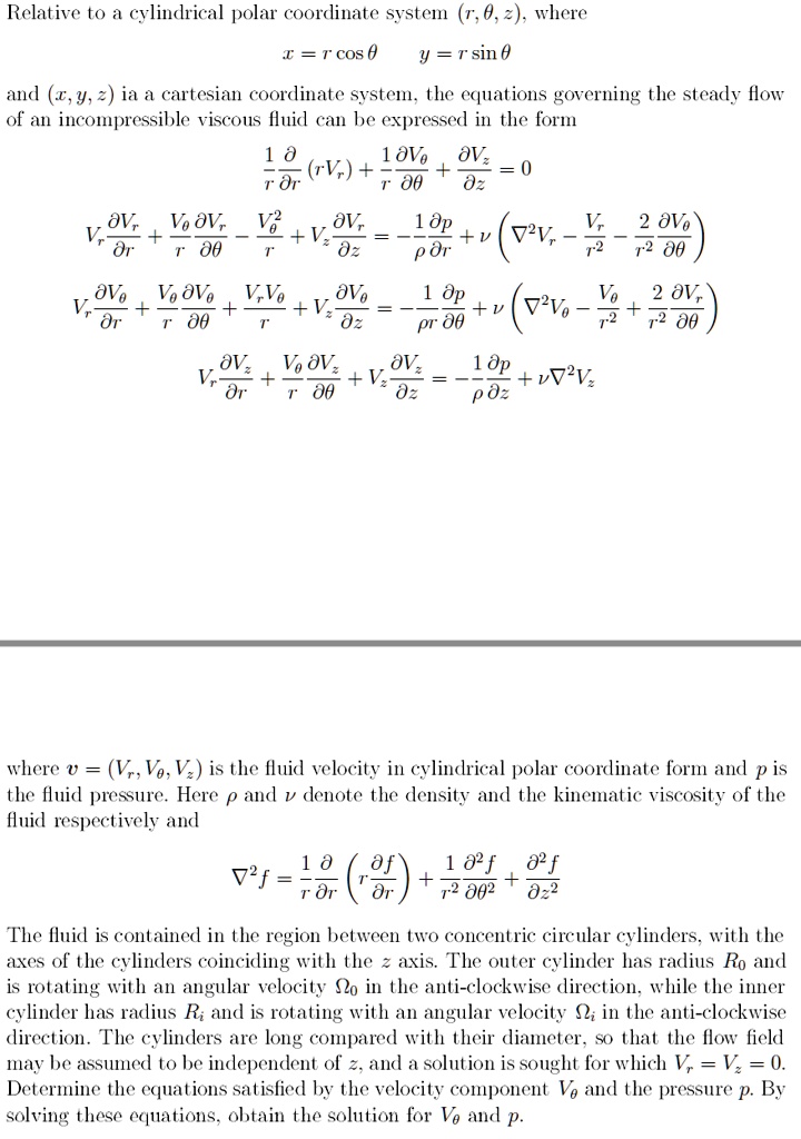 relative to a cylindrical polar coordinate system r where rcos0 yrsin ...