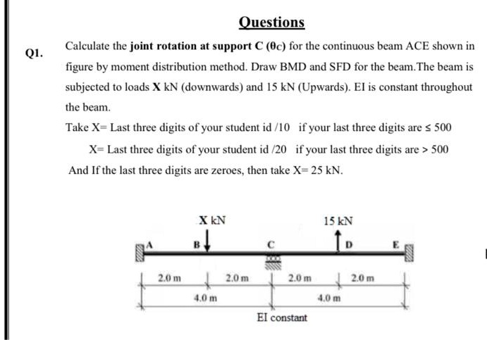 questions calculate the joint rotation at support oc for the continuous ...