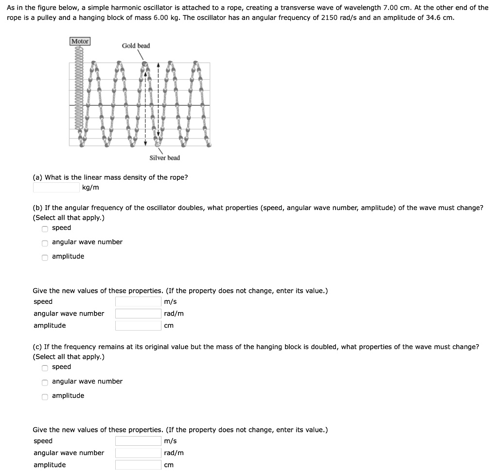 As in the figure below, a simple harmonic oscillator is attached to a rope, creating a ...