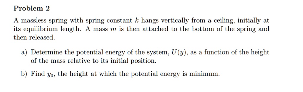 SOLVED: Problem A massless spring with spring constant k hangs vertically from ceiling ...