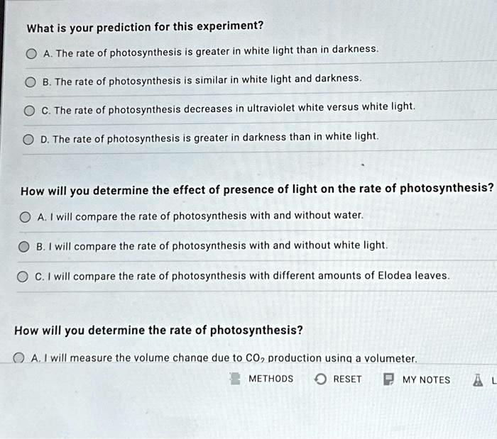 What is your prediction for this experiment? A. The rate of ...