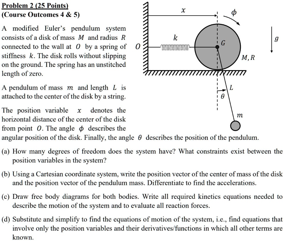 Problem 2 (25 Points) (Course Outcomes 4 5) A modified Euler's pendulum ...